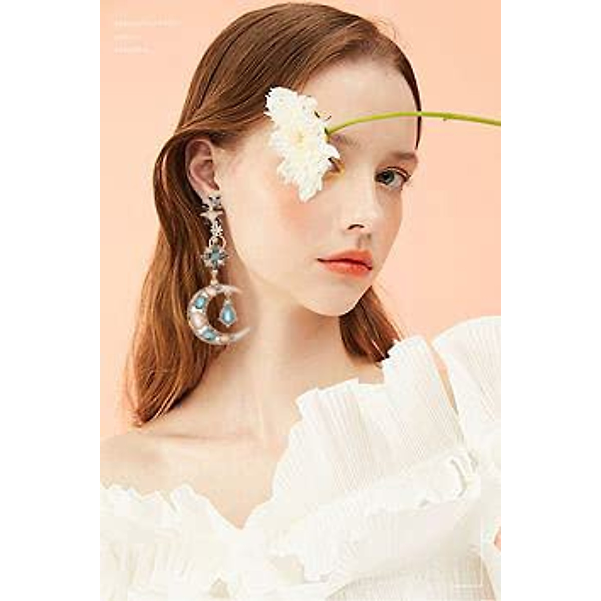 Vintage Opal Sun and Moon Planet Earrings Long Bohemian Tassel Cresent Moon Drop Earring Mother's Day Gift Earrings for Women Girls