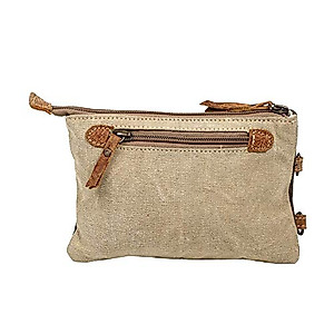 Myra Bag Stamp Pocket Upcycled Canvas Wristlet Pouch Bag S-1223