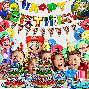 Mario Cupcake Stand, Super Brother Birthday Party Supplies Cupcake Tower, Video Games Birthday Party Decoration Dessert Stand for Baby Shower, Boys & Girls