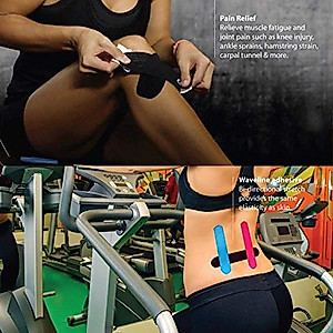 3-PACK Kinesiology Tape Pro Athletic Sports. Knee, Ankle, Muscle, Kinetic Sport Dynamic, Physical Therapy. Strong-Rock Breathable h2o Resist Cotton.Roll,pre-Cut 10 in Strip - Multi-colored