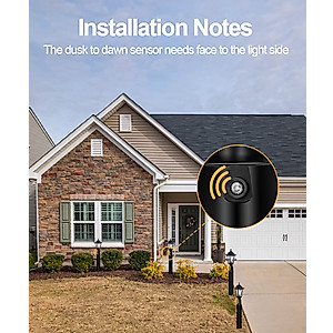 FUDESY Dusk to Dawn Sensor Outdoor Post Light, Waterproof Pole Lantern with Pier Mount Base, Exterior Plastic Lamp Light Fixture, for Garden, Patio, Pathway, FDS6163B1PS, Black, LED Bulb Included