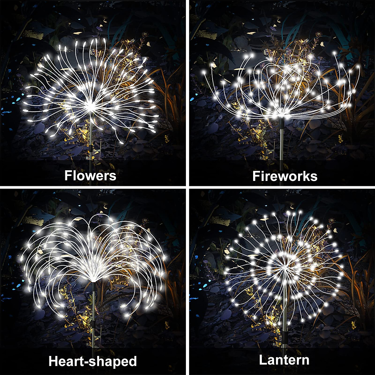 Solar Garden Lights Outdoor Decor, 3 Pack 360 LED Solar Fireworks Lights Waterproof 8 Modes Starburst Lights with Remote, Solar Flower Lights for Pathway Patio Yard Christmas Decorations(Cold White)