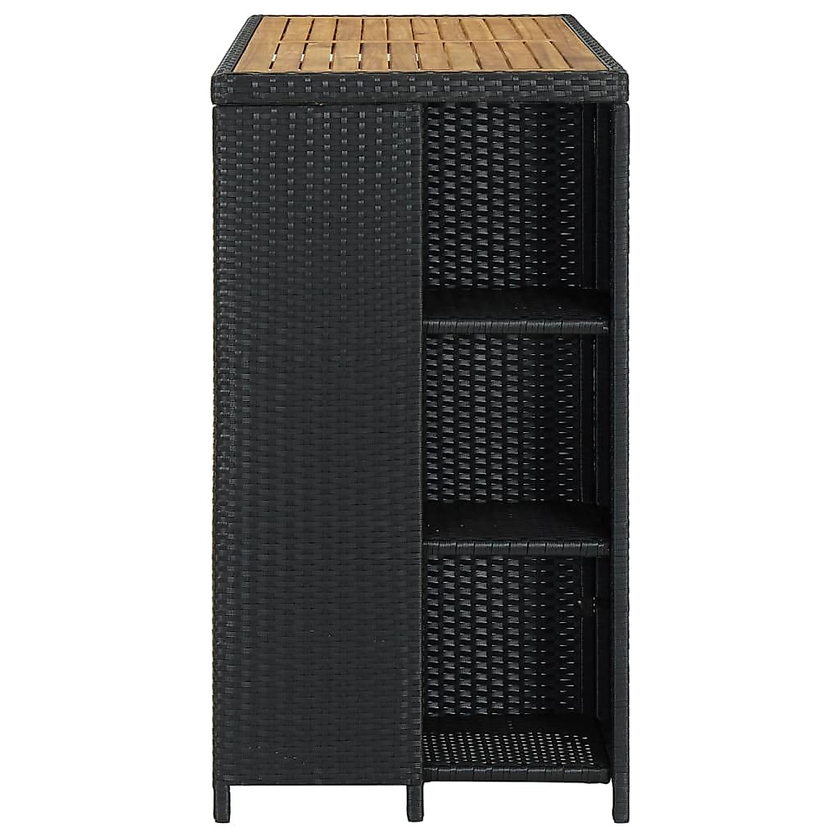 AJSEOYBS Bar Table,Bar Height Pub Table, Rectangle High Top Kitchen & Dining Tables,Indoor use,Bar Table with Storage Rack Black 47.2"x23.6"x43.3" Poly Rattan