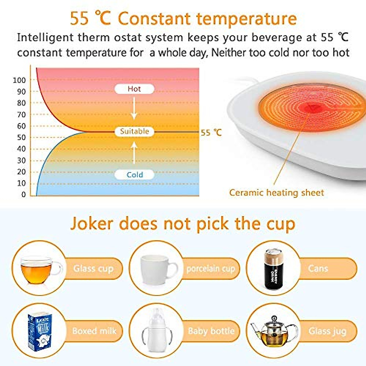 Coffee Mug Warmer & Cup Warmer for Desk, Electric Beverage Tea Warmer with Automatic Shut Off for Office Home Use Gift Beverage Candle Wax Cup Warmer Heating Plate