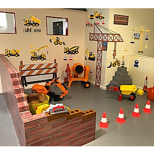 AIYANG Construction Vehicles Wall Stickers Truck Digger Tractor Crane Engineering Car Wall Stickers for Boys Bedroom Playroom Construction Decor for Boys Room Decoration