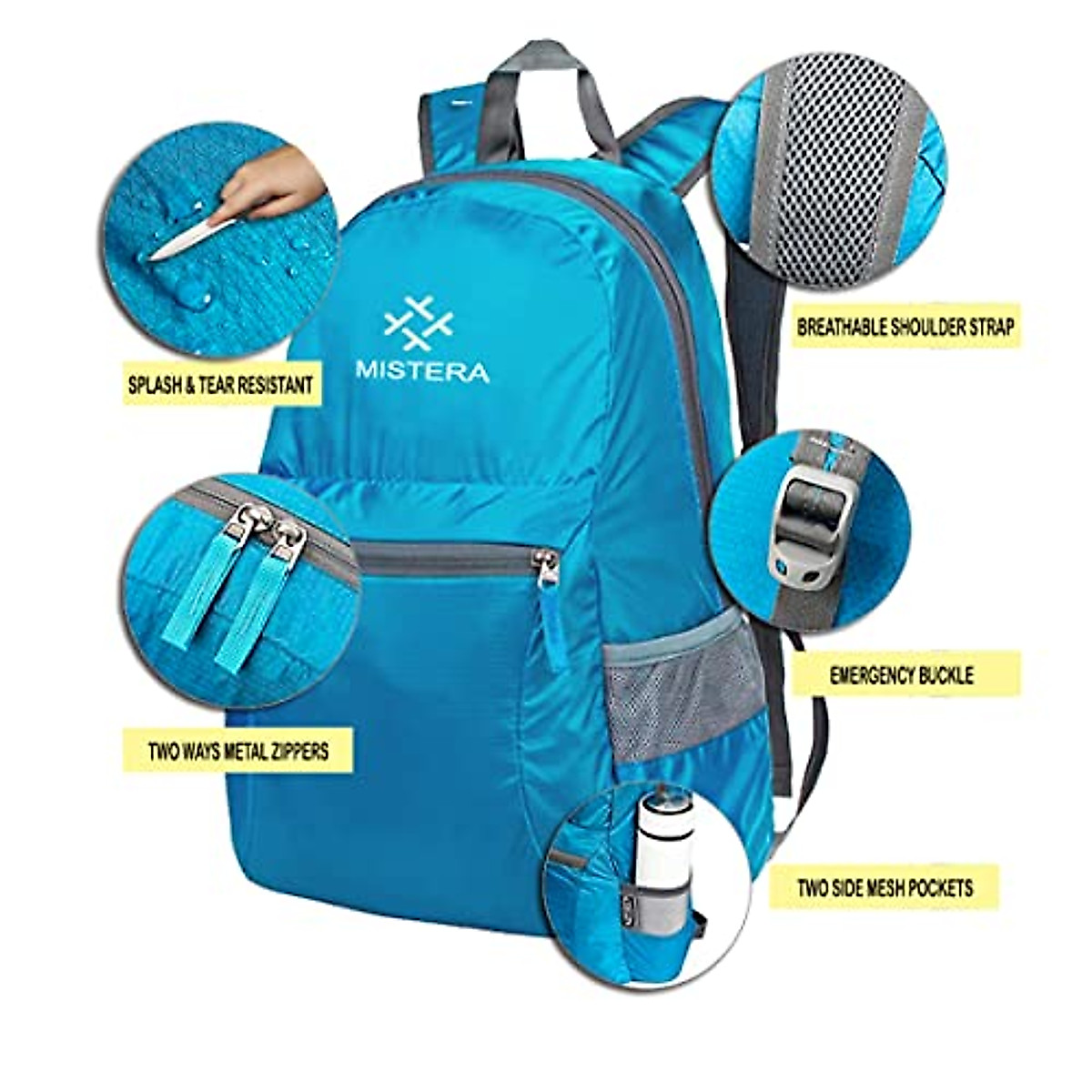 Mistera 20L Foldable Lightweight Small Backpack Hiking breathable Daypack, Compact , Outdoor Camping, Green, Small