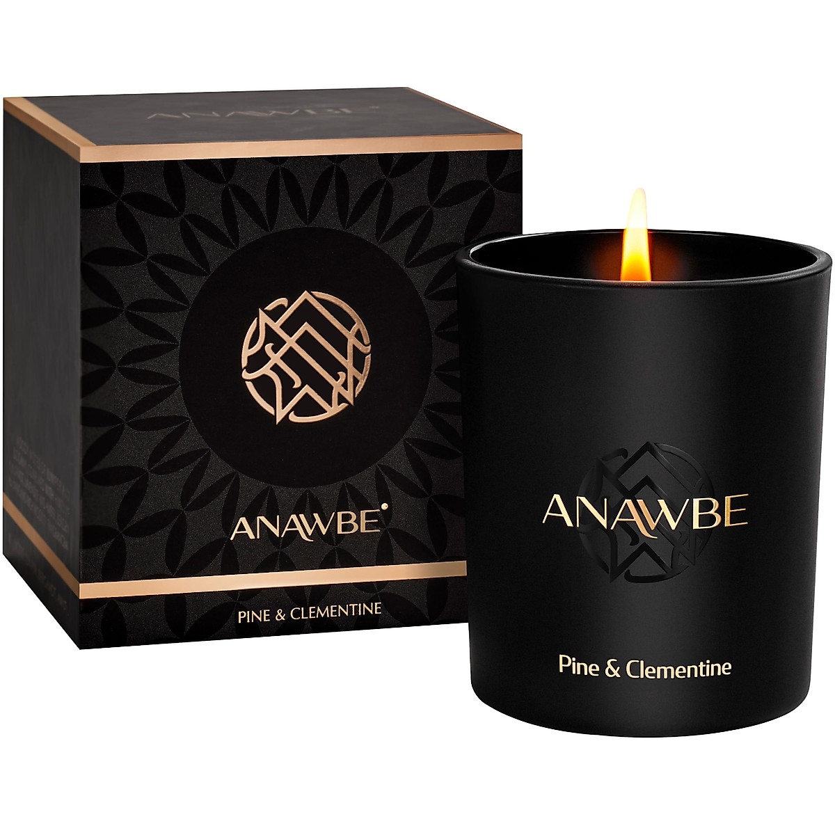 ANAWBE Pine & Clementine Scented Candle, Scented Candles for Men, Soy Candles, Invigorating Pine Candle for Home, Masculine Black Candles, 45-Hour Long-Burning, A Premium Aromatherapy Candle