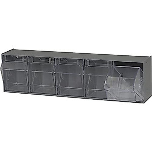 Quantum Storage Tip Out Storage Bin - 5 1/4in. x 23 5/8in. x 6 1/2in. Size, Gray, 5-Bin System