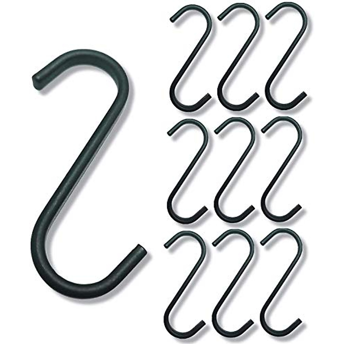 10 PCS Heavy Duty Black S Shaped Hooks for Hanging Pots and Pans Metal Hook Coat Hanger Perfect S Hook for Planter Pot Coat Bag Kitchen Bathroom Bedroom and Office (2.5")