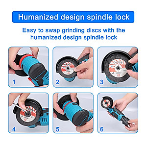 Weytoll Mini Angle Grinder, 19500rpm Electric Grinding Tool Mini Grinder Handheld Cutter,with 1pcs 12V 3900mAh Battery & 2pcs Discs for Cutting Polishing Ceramic Tile Wood Stone Steel