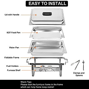 Perossia 3 Packs Chafing Dish Buffet Set Stainless Steel Food Warmer with 8QT 3 Full Size Pans Portable for Parties Catering Buffet Servers and Warmers