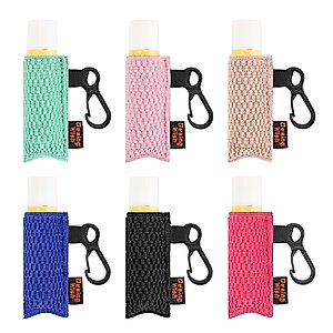 Desing Wish 6 Pack Chapstick Holder Keychain Clip On Lipstick Sleeve Anti-Lost Lip Balm Holder Key Chain Elastic Sleeves for Keys/Purse/Bag/Badge Holder