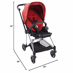 Cybex Mios 2 Complete Stroller, One-Hand Compact Fold, Reversible Seat, Smooth Ride All-Wheel Suspension, Extra Storage, Adjustable Leg rest, True Red Seat with Chrome/Black Frame