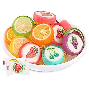 Fruit Slices Candy - Hard Candy Bulk 1 lb Bag of Individually Wrapped Small Candy Fruit Slices (approx. 113 pcs) Hard Candies Assortment - Great for Candy Buffet - Office Candy - Treat Bags