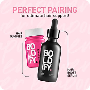 BOLDIFY Hair Growth Serum, Contains 30 Natural Hair Boosters + 4 Clinically Proven Peptides, Hair Serum for Hair Growth, All Natural Scalp Treatment, Hair Growth Oil for Women & Men, Lightweight Non-Greasy Serum for All Hair Types - 2 oz.