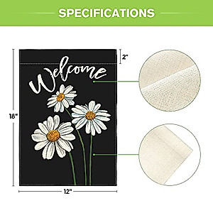 AVOIN colorlife Welcome Daisy Garden Flag 12 x 18 Inch Double Sided, Spring Summer Seasonal Holiday Yard Outdoor Flag