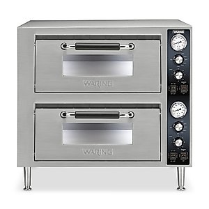Waring WPO750 Double-Deck Pizza Oven (Dual Door), Silver