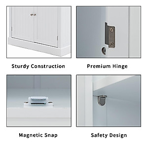 DalyLuxa 72" Freestanding Kitchen Pantry Storage Cabinet with Doors and 5 Adjustable Shelves, Tall Cupboard with Large Drawer for Dinning Room, Laundry Living Room, White