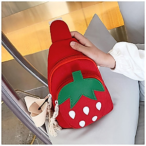 Erinaco Fruit Strawberry Sling Bags Shoulder Backpack CrossBody Backpack Casual Daypack, Dark Red