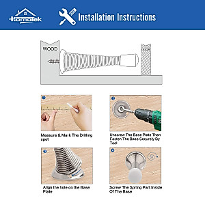 HOMOTEK 12 Pack Spring Door Stopper with Rubber Bumper 3-1/8" Flexible Spring Heavy Duty Wall Door Stop Low Mounted Door Bumper for Home (Upgrade Black)