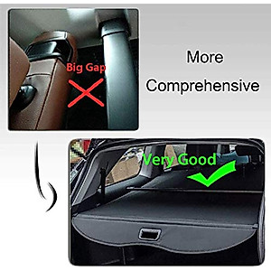 kaungka Cargo Cover Retractable for 2015-2024 Ford Edge Black (There is no Gap Between The Back Seats and The Cover)