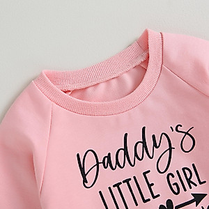 FIOMVA Daddys Girl Baby Clothes Toddler Sweatshirt Pants Outfit Fall Winter Long Sleeve Top Clothes Infant 2 Piece Set (D Daddy's Little Girl Pink, 0-6 Months)