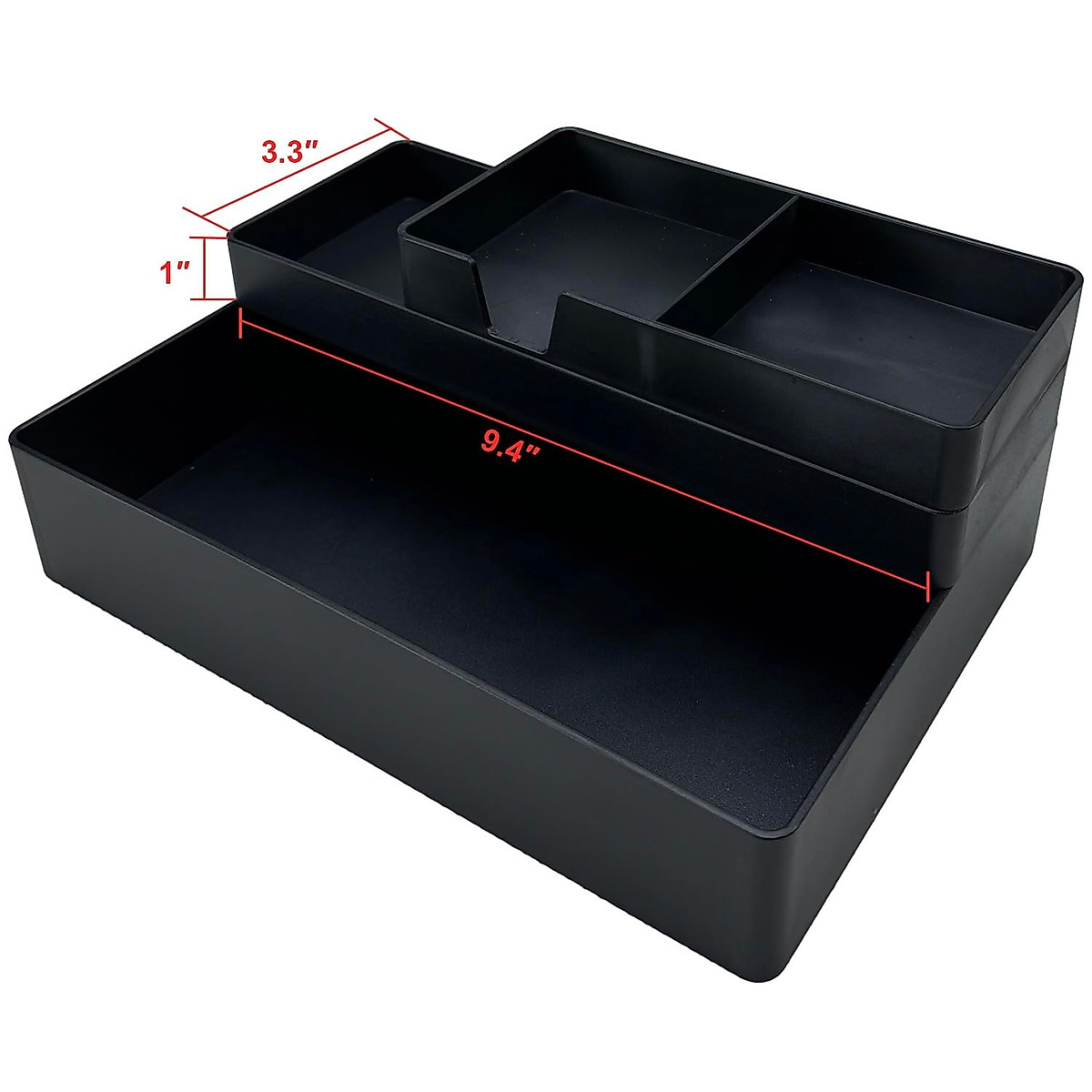 Amazon Basics Plastic Desk Organizer - Half Accessory Tray, Black