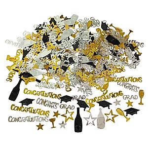 ZERODECO Graduation Decorations, Black and Gold We Are So Proud Of You Banner Paper Pompom Fan Hanging Swirls Graduation Confetti Paper Garland Party Balloons for Grad Party Decoration Supplies