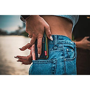 Keyp Card Holder for Back of Phone - Credit Card Holder for Cell Phone - Convenient Phone Card Holder Stick On for Keys, Cards & Cash - Stick On Wallet for Cell Phone (Blue Denim)