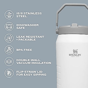Stanley IceFlow Flip Straw Jug with Handle 64 oz| Twist On Lid and Flip Up Straw | Leak Resistant for Travel and Sports | Insulated Stainless Steel | BPA-Free | Azure