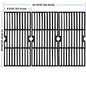 BBQ Grill Grate 16 15/16-inch Matte Cast-Iron Cooking Grates Replacement 3-Pack for Charbroil 463251505, 463251605, 463250509, Broil King Centro Master Chef Gas Grills etc