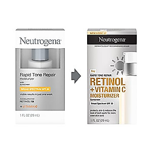 Neutrogena Rapid Tone Repair Retinol + Vitamin C Facial Moisturizer with Retinol, Vitamin C, Hyaluronic Acid & SPF 30 Sunscreen, Tone-Evening & Brightening Face Cream, 1 fl. oz