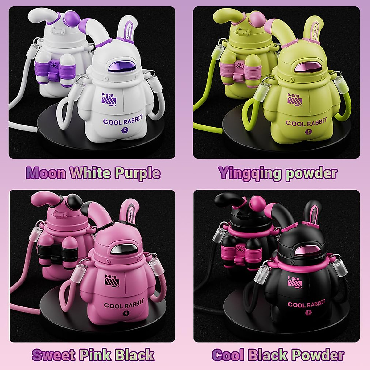 Huisvroe Space Moon Rabbit Stainless Steel Cup Trendy Large Capacity for Kids Ideal for School and Travel Great Gift Option Extraordinary insulation Keeps drinks hot or cold all day(White)