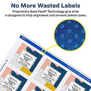 Avery Matte White Square Labels with Sure Feed, 4" x 4", 100 Matte White Printable Labels