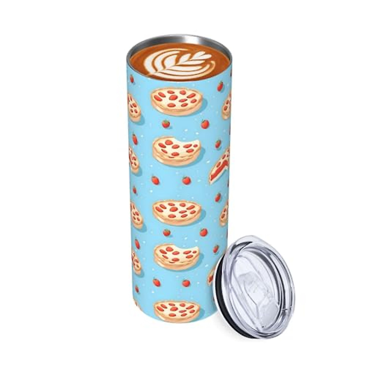 Tangopi Pizza 20 oz Tumbler with Lid and Straw Insulated Travel Coffee Mug Reusable Spill Proof Coffee Cups Stainless Steel Water Bottle for Hot and Cold Drinks