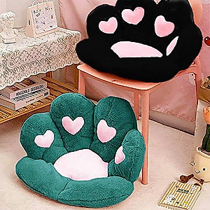 LeCas, Cat Paw Cushion Cute Seat Cushion Lazy Sofa Office Chair Cushion Bear Paw Warm Skin-Friendly Floor Mat Plush Seat Pad for Comfortable and Health (27.6x23.6 in, Black), Heart-shaped Black