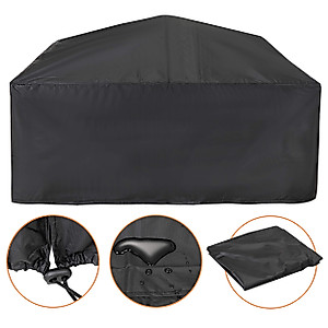 ZENY 32in Outdoor Fire Pits Outside Wood Burning Firepit Square Metal Fireplace Table Fire Bowl with Grill,Screen and Poker for Camping Bonfire Backyard BBQ