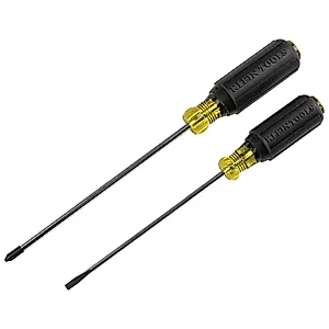 Klein Tools 85742 Screwdriver Set, Made in USA, 3/16 Cabinet and #2 Phillips Precision Machined Tips, Cushion-Grip Handles, Round Shank, 2-Piece