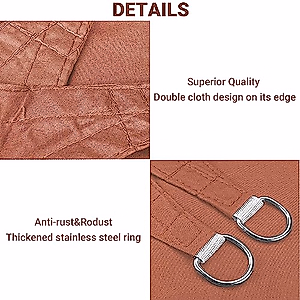 Sun Shade Sail Waterproof Sun Shade Sails Canopy Effectively 95% UV Block, Oxford Fabric, for Patio, Balconies, Lawn Garden, Party, Outdoor Activities (6.5' x 10', Rust Red)