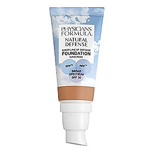 Physicians Formula Natural Defense Sheer Line of Defense Foundation, Light-to-Medium, SPF 30, Tinted Sunscreen | Dermatologist Tested, Clinicially Tested