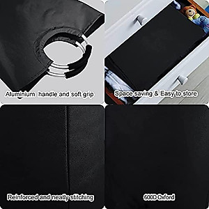 WOOHA 90L Large laundry basket,Collapsible laundry hamper, Tall Clothes Baskets Folding Washing Bin Foldable Fabric Hamper Bags for Bedroom, Closet,Bathroom,College,laundry bag, black