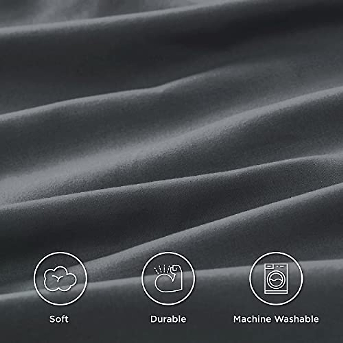 BEDSURE Queen Sheet Set - Soft 1800 Sheets for Queen Size Bed, 4 Pieces Hotel Luxury Grey Queen Sheets, Easy Care Polyester Microfiber Cooling Bed Sheet Set