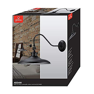 Globe Electric 44095 Aedan 1-Light Swivel Wall Sconce, Black Finish, Bulb Not Included