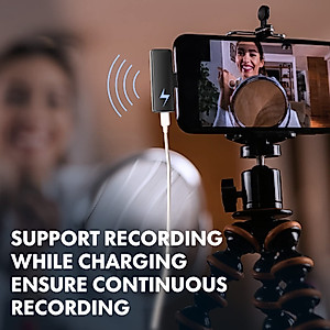 2 Pack Iphone Microphone for Video Recording, Wireless Lavalier Lapel Microphone with Charging Case, Professional Tiny Omnidirectional Cordless Plug-Play Mini Mic, Noise Reduction for interview