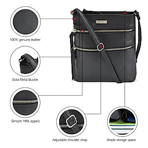 ESTALON Leather Crossbody Purses For Women - Trendy Women's Crossbody Handbags - Medium Size Shoulder Bags For Ladies (Bison)