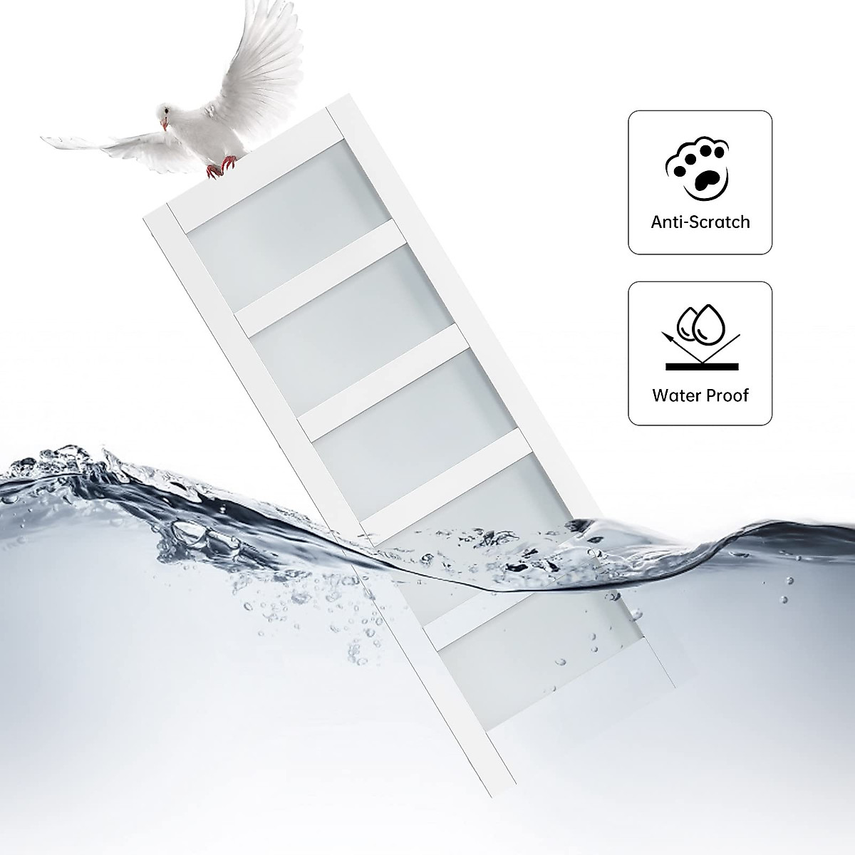 Finosen 30 in x 84 in Sliding Closet Door, 5-Lite Frosted Glass, LVL Wood Panel, PVC Surface, Assembly Needed Interior Doors for Bathroom, Living Room, White