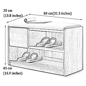 ALDEPO Shoe Cabinet Shoe Cabinet Bench Double Layer of Large Capacity and Simple Stool for Changing Shoes Shoe Cabinet with Sponge Cushion Ottoman Shelf Storage Drawer