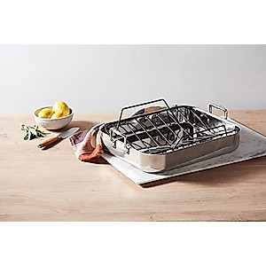 Le Creuset Stainless Steel Roasting Pan with Nonstick Rack, 14" x 10"