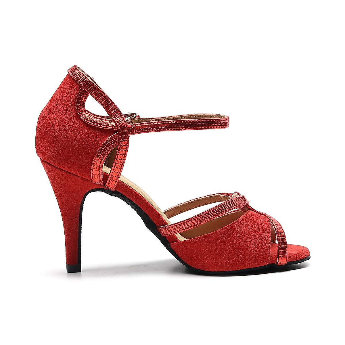 Goettin Professional Latin Dance Shoes Satin Salsa Dancer Shoes Ballroom Tango Dancing Shoes for Women with 3.5" Heel by FBA (US7.5) Red