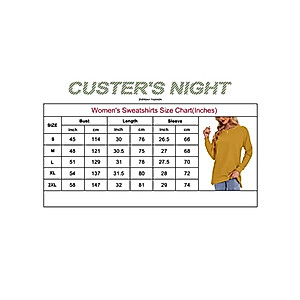 Custer's Night Women's Long Sleeve Sweatshirts Side Split Loose Casual Pullover Tunic Tops (Yellow, L)